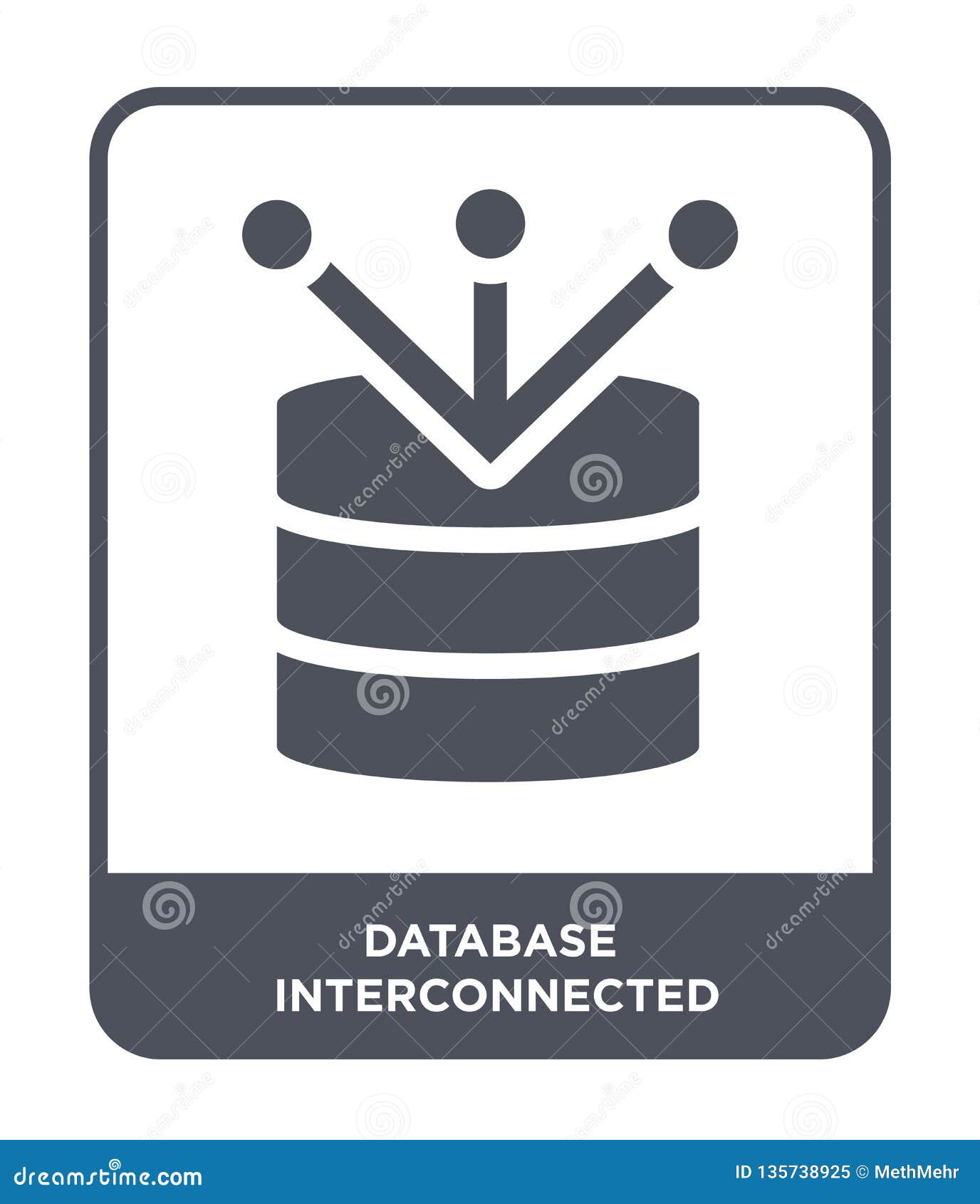 Database Interconnected Icon in Trendy Design Style. Database Interconnected Icon Isolated on ...