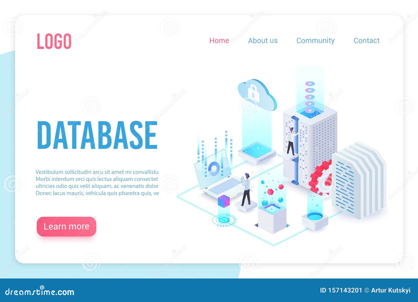 Database Landing Page Isometric Vector Template. Internet of Things ...