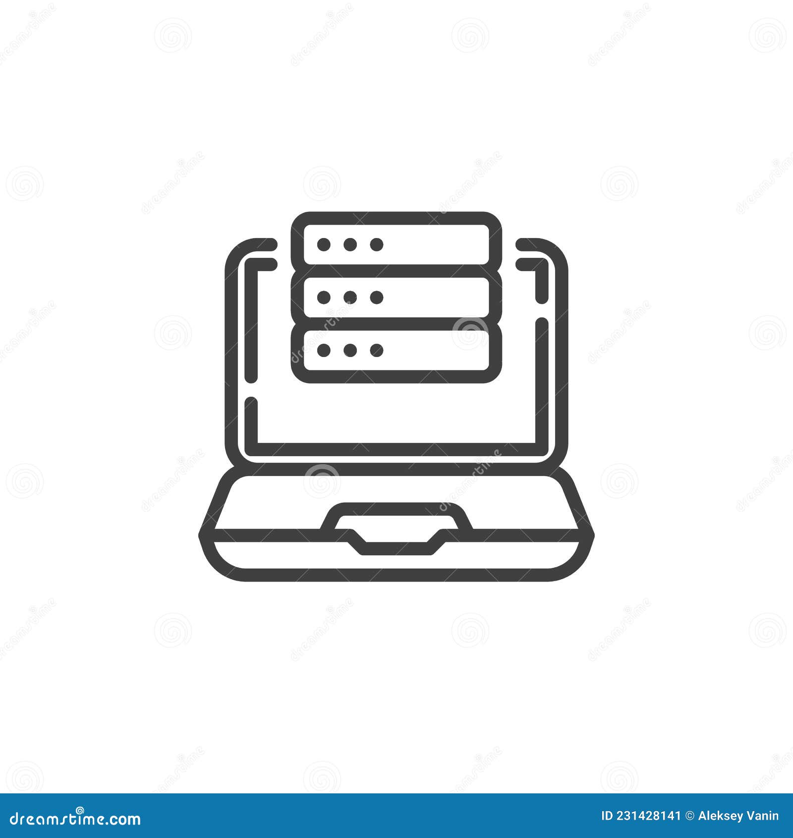 Database and Laptop Line Icon Stock Vector - Illustration of connection ...