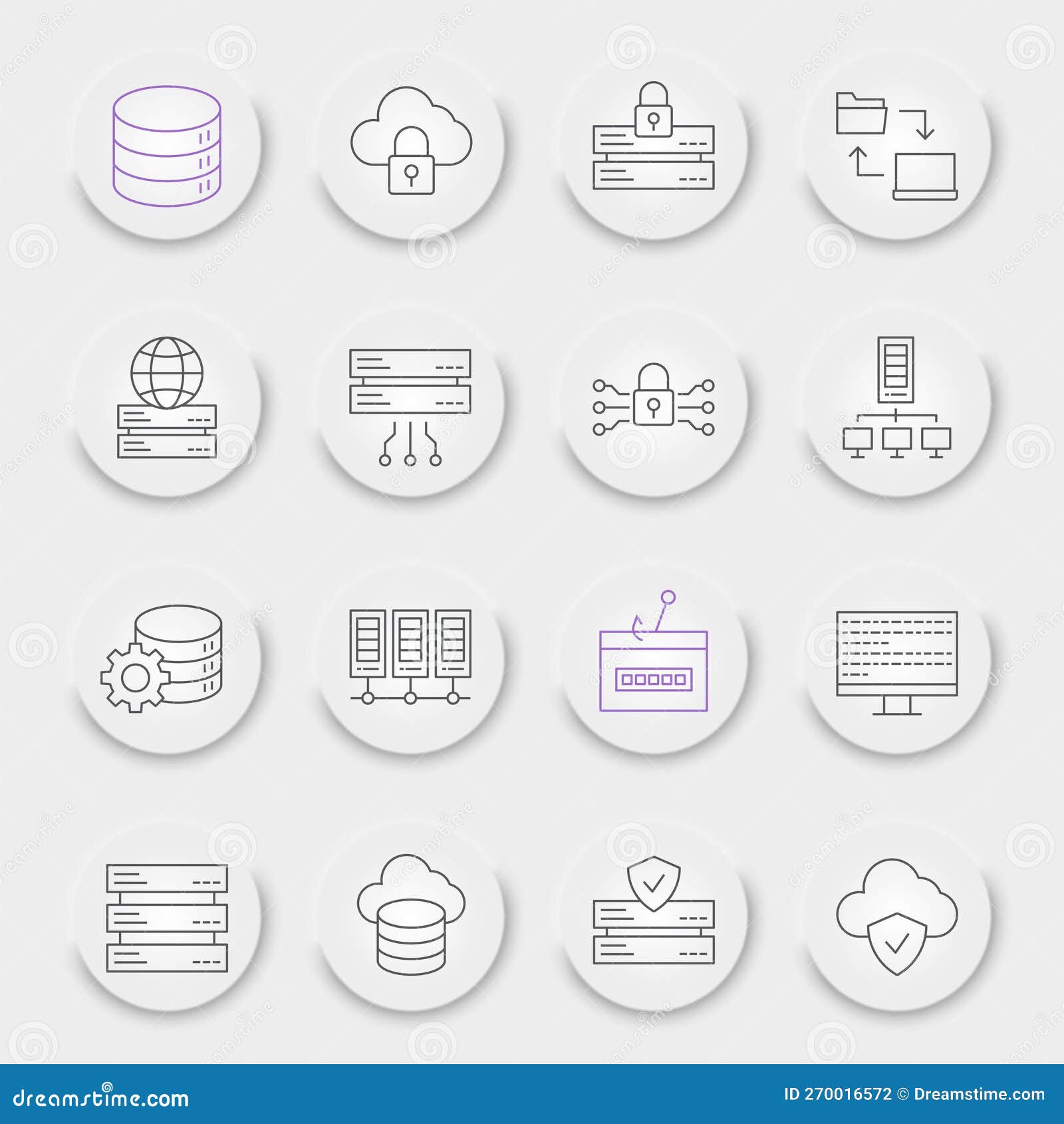 Database line icon set stock vector. Illustration of server - 270016572