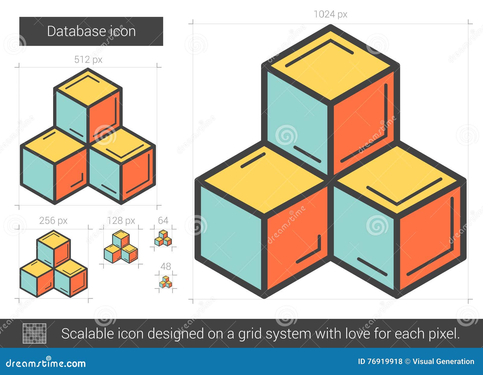 Database line icon. stock vector. Illustration of computing - 76919918