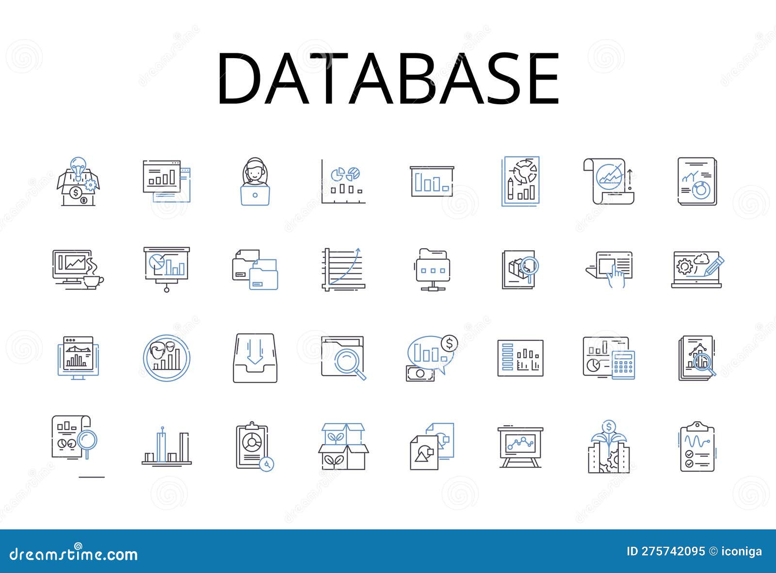 Database Line Icons Collection. Data Storage System, Data Management ...