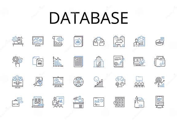 Database Line Icons Collection. Data Storage System, Data Management ...