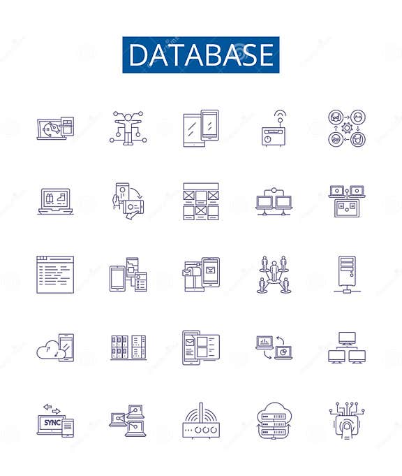 Database Line Icons Signs Set. Design Collection of Database, Store ...