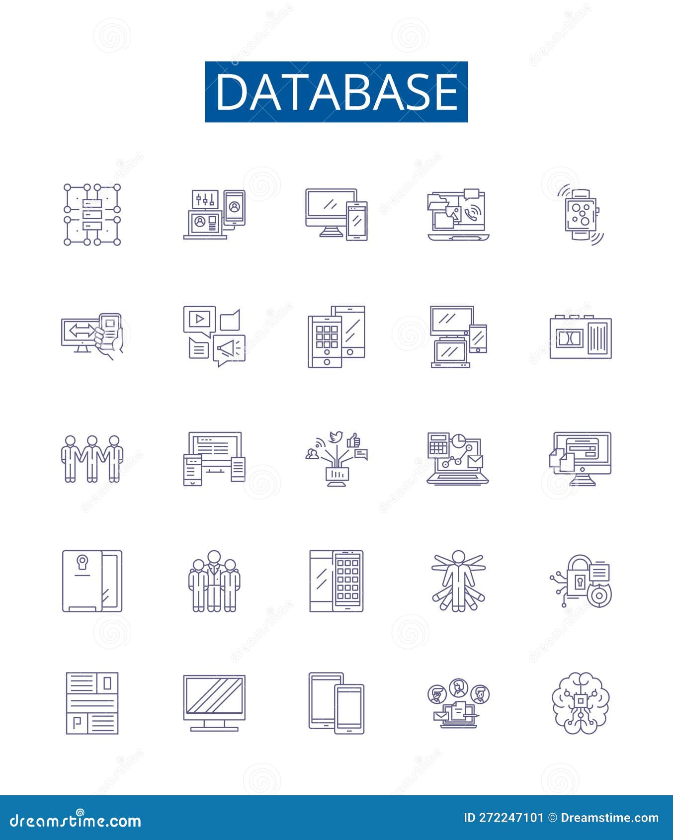 Database Line Icons Signs Set. Design Collection of Database, Store ...