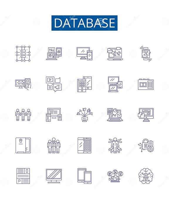 Database Line Icons Signs Set. Design Collection of Database, Store, Records, Storage ...