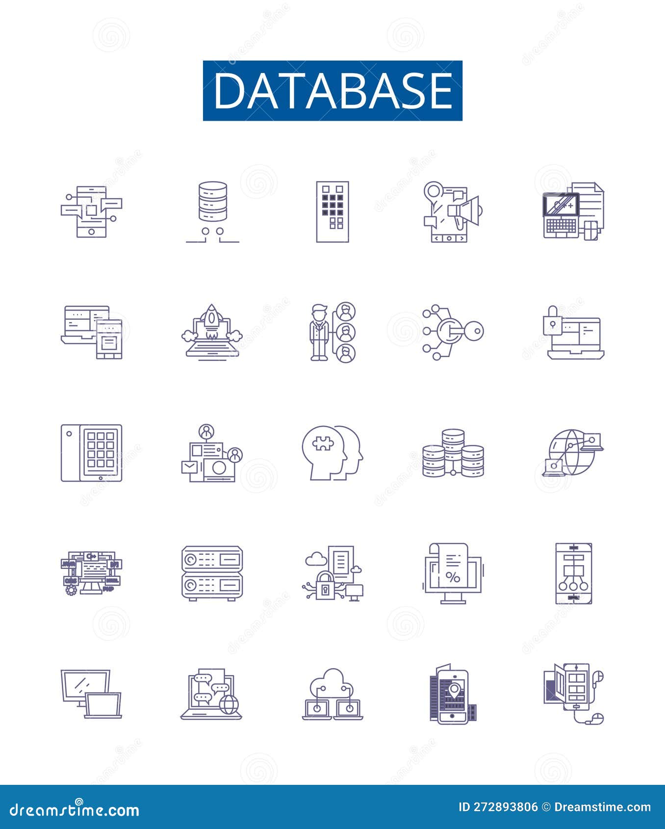 Database Line Icons Signs Set Design Collection Of Database Store Records Storage