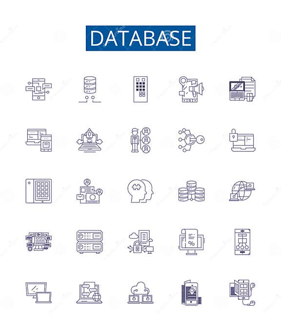 Database Line Icons Signs Set. Design Collection of Database, Store ...