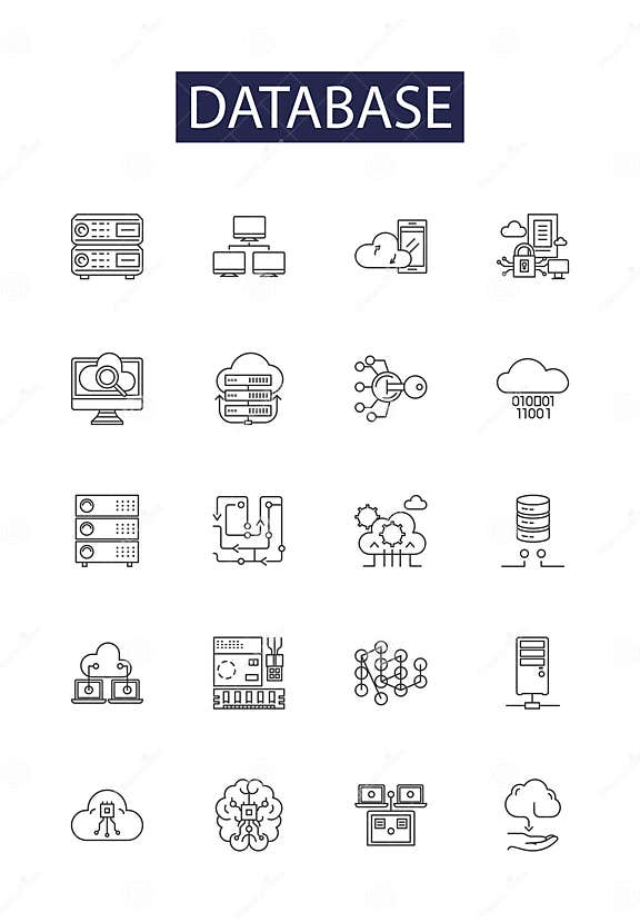 Database Line Vector Icons And Signs Db Storage Files Tables