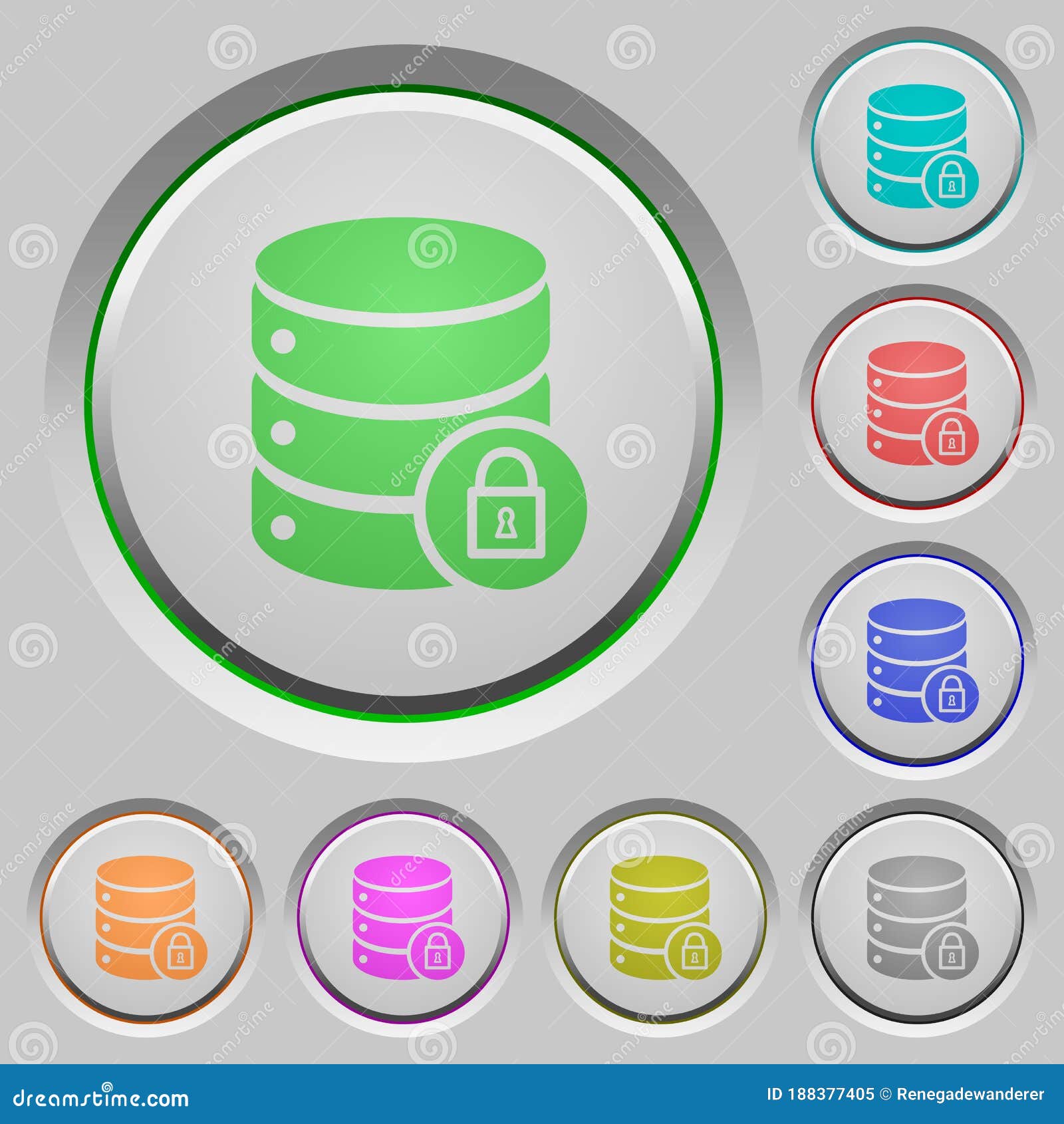 Database lock push buttons stock vector. Illustration of hosting ...