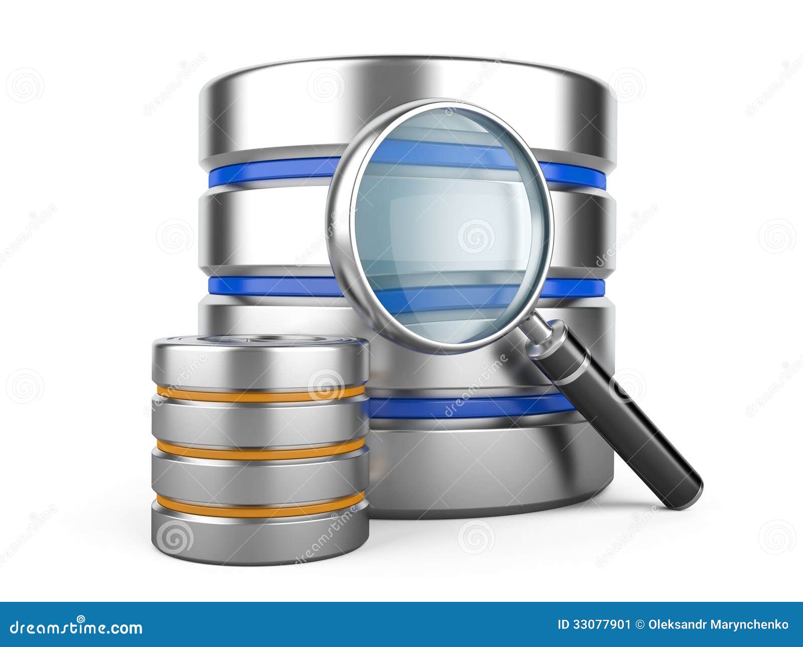 Database with Magnifier stock illustration. Illustration of object ...