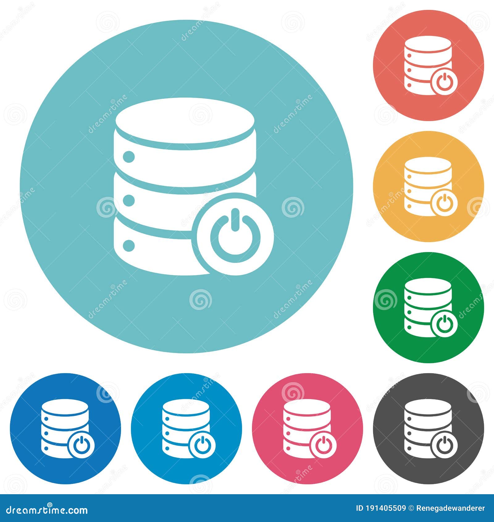 Database Main Switch Flat Round Icons Stock Vector - Illustration of ...