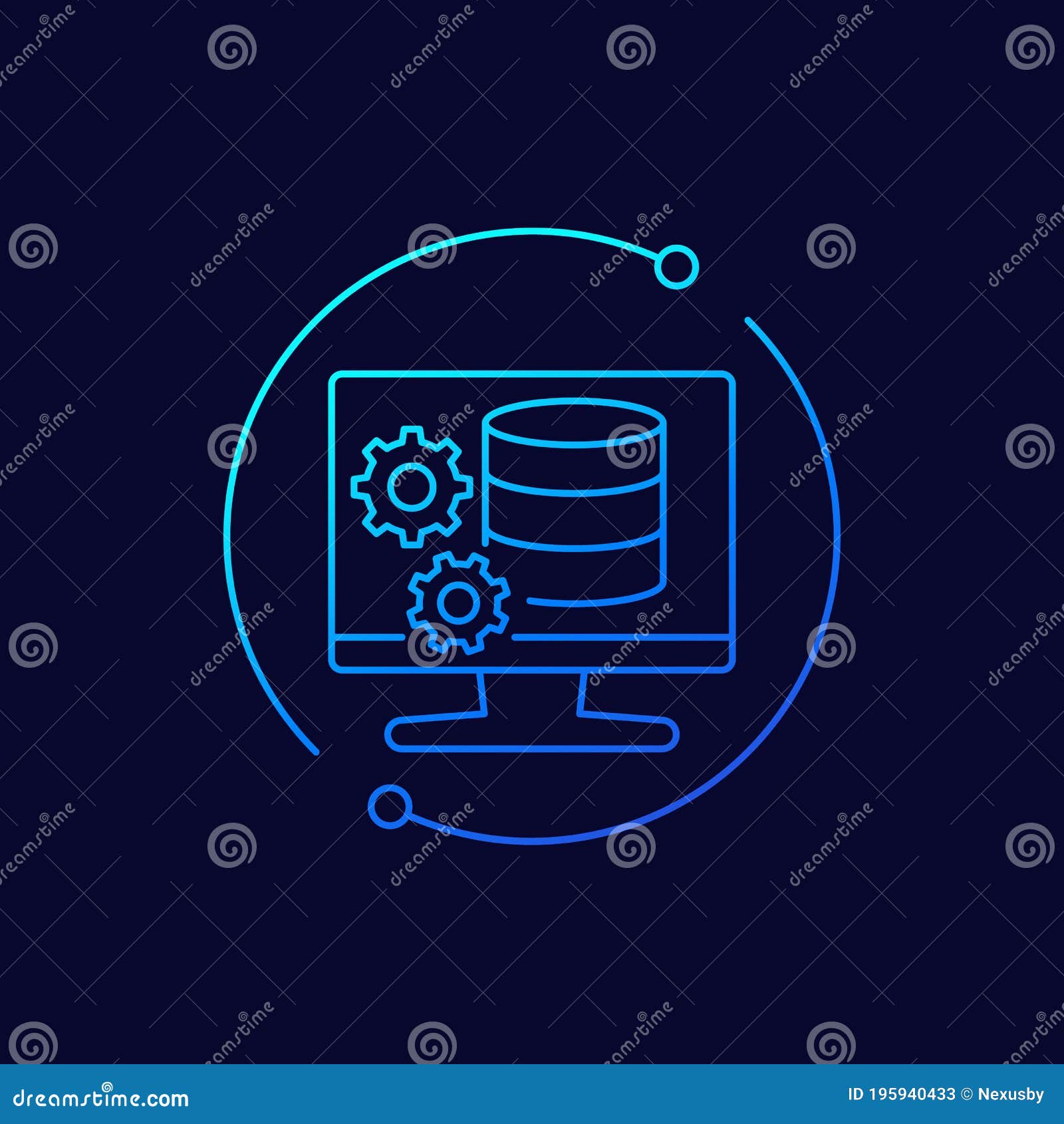 Database Maintenance Icon, Linear Design Cartoon Vector | CartoonDealer ...
