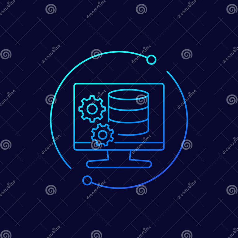 Database Maintenance Icon, Linear Design Stock Vector - Illustration of ...