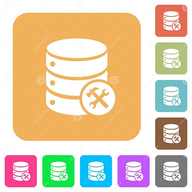 Database Maintenance Rounded Square Flat Icons Stock Vector ...