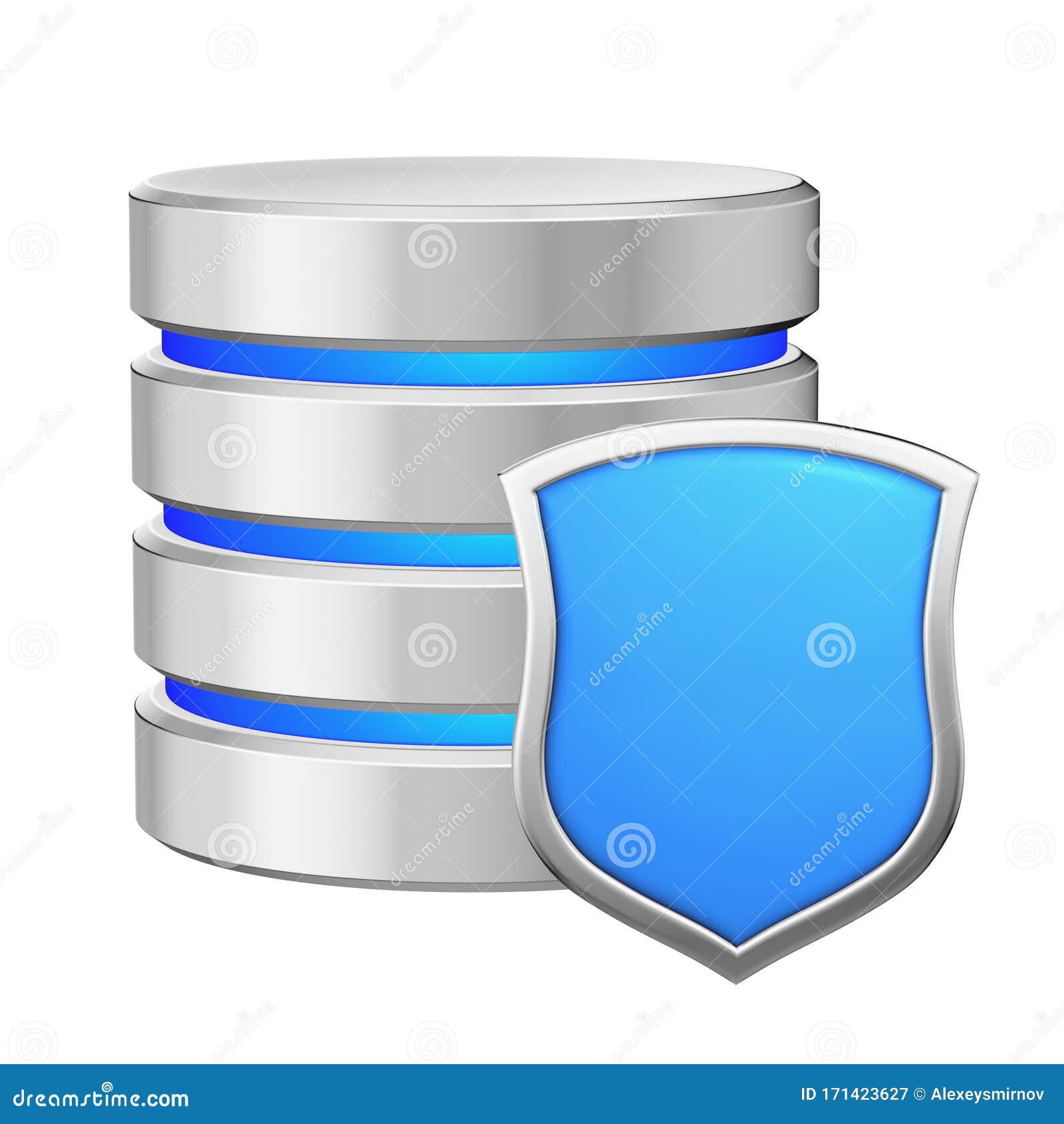 Database with Metal Blue Shield Data Protection Concept Stock ...