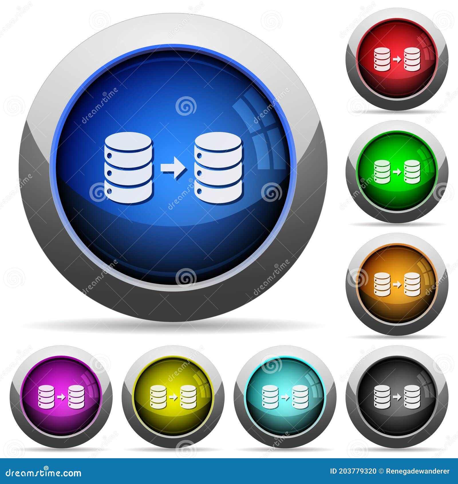 Database Mirroring Engraved Icons On Edged Square Buttons Vector ...