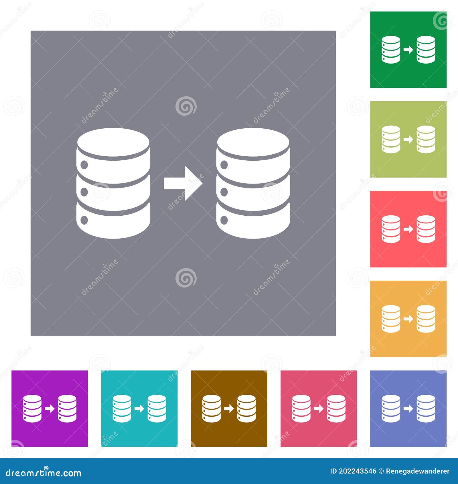 Database Mirroring Square Flat Icons Stock Vector - Illustration of ...