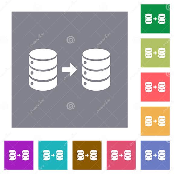 Database Mirroring Square Flat Icons Stock Vector - Illustration of ...
