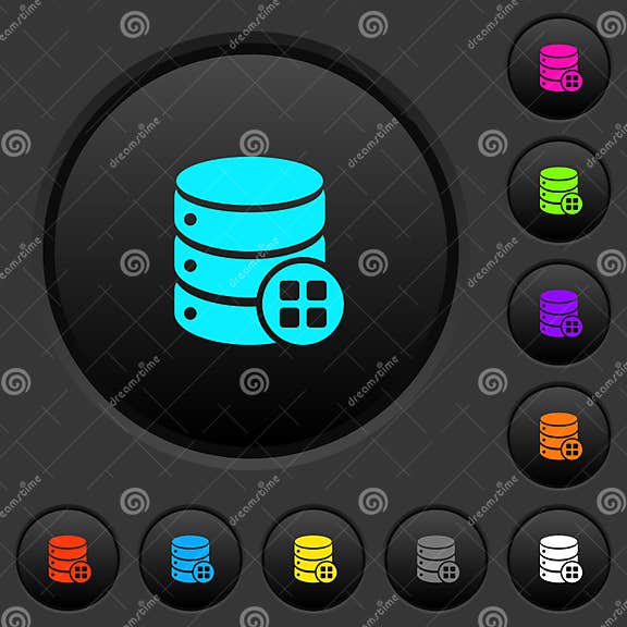 Database Modules Dark Push Buttons with Color Icons Stock Vector ...