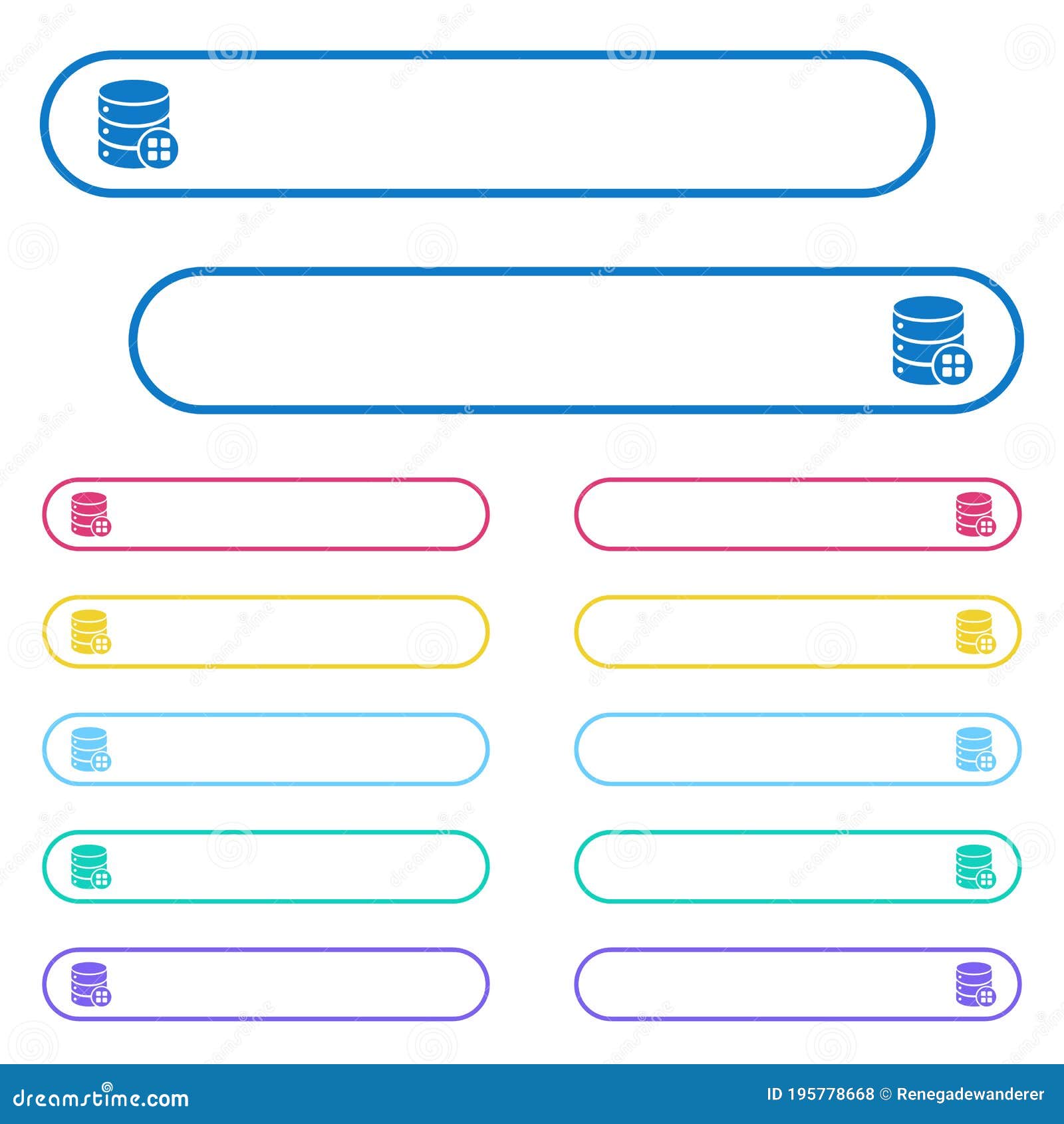Database Modules Icons In Rounded Color Menu Buttons Stock Vector