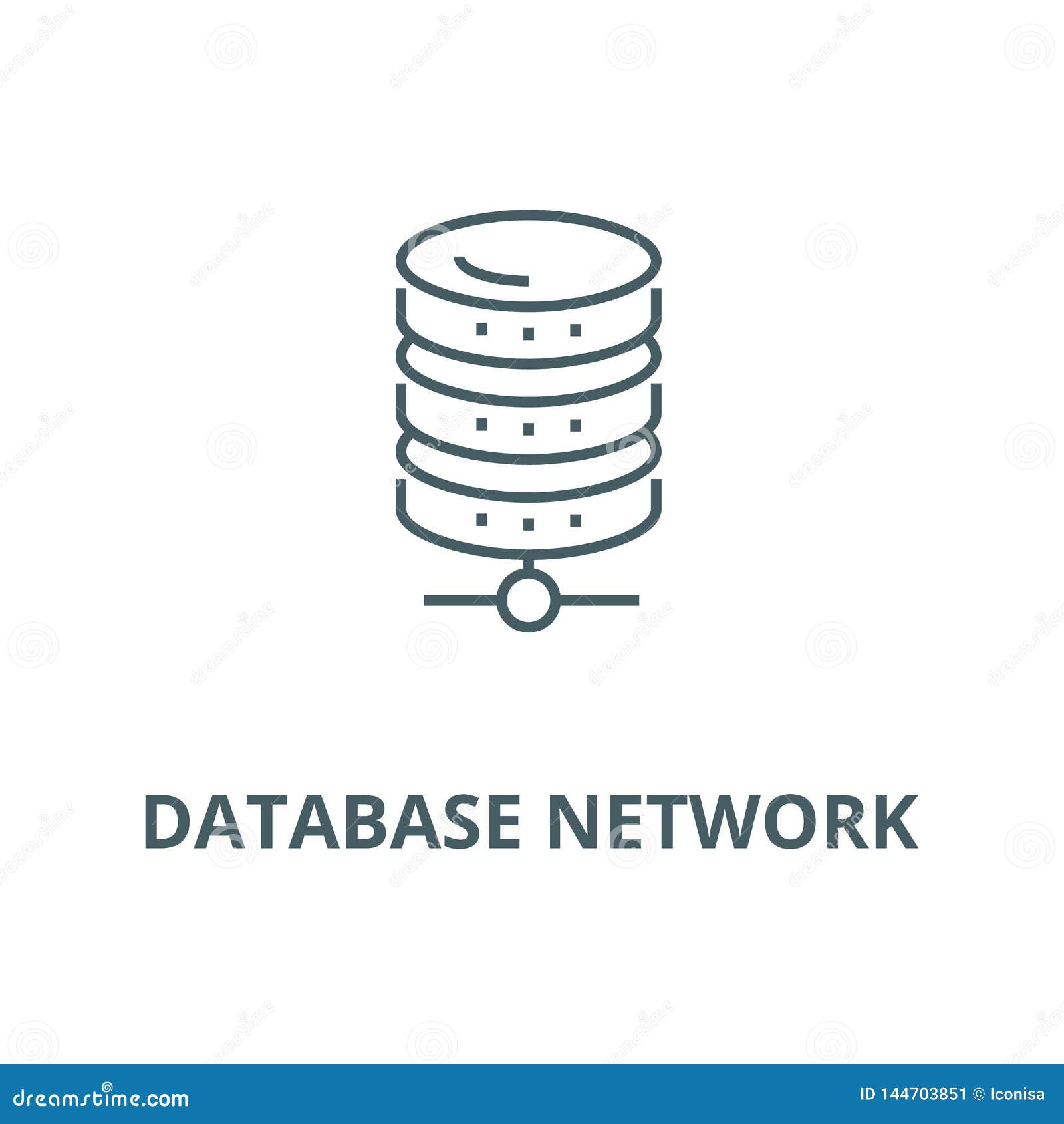 Database Network Line Icon, Vector. Database Network Outline Sign ...