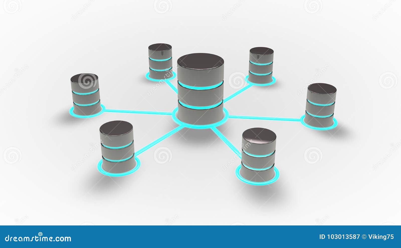 Database And Networking Concept Database Icons With Blue Glow Stock Illustration