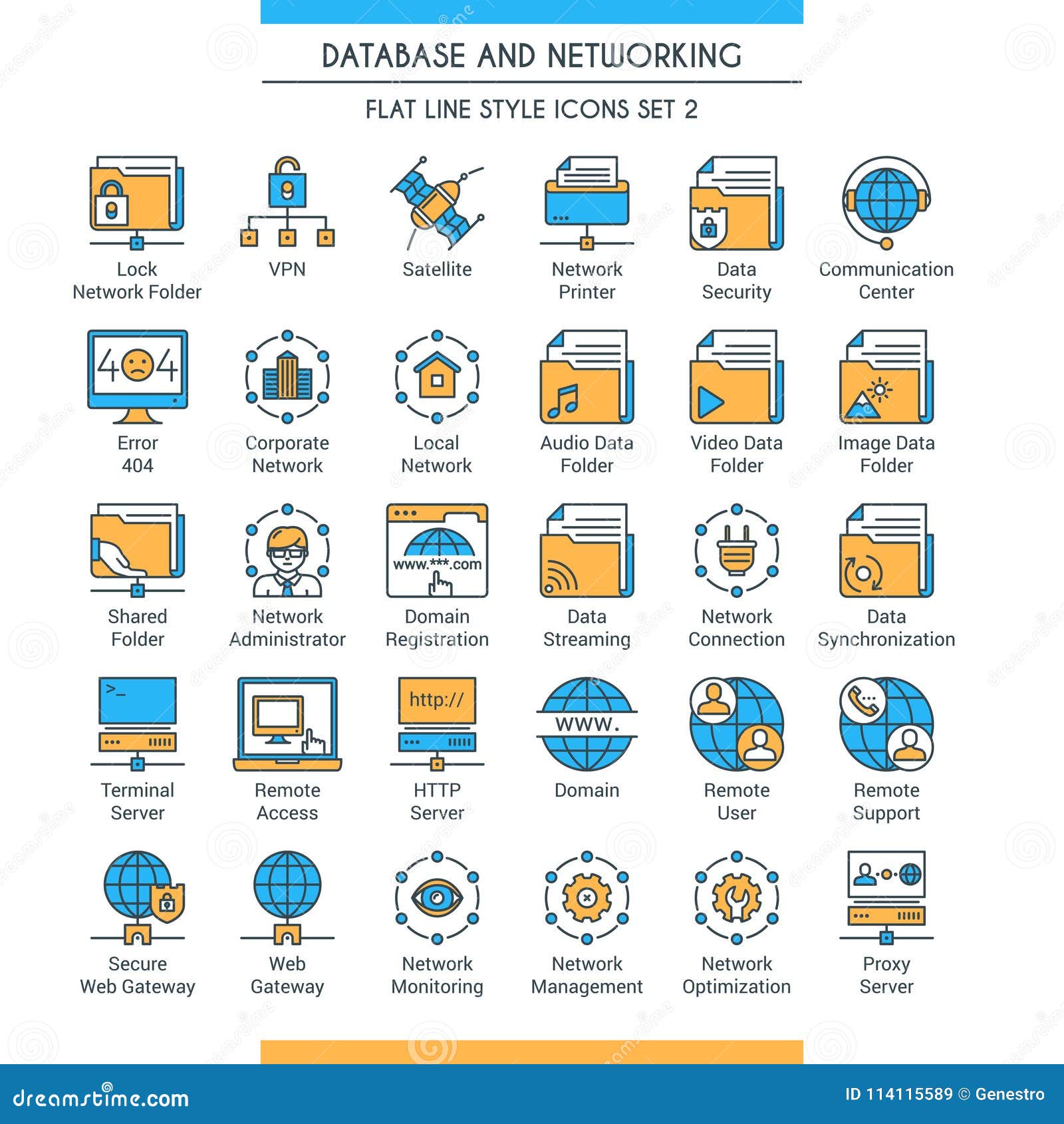 Database and Networking Icons 2 Stock Illustration - Illustration of ...