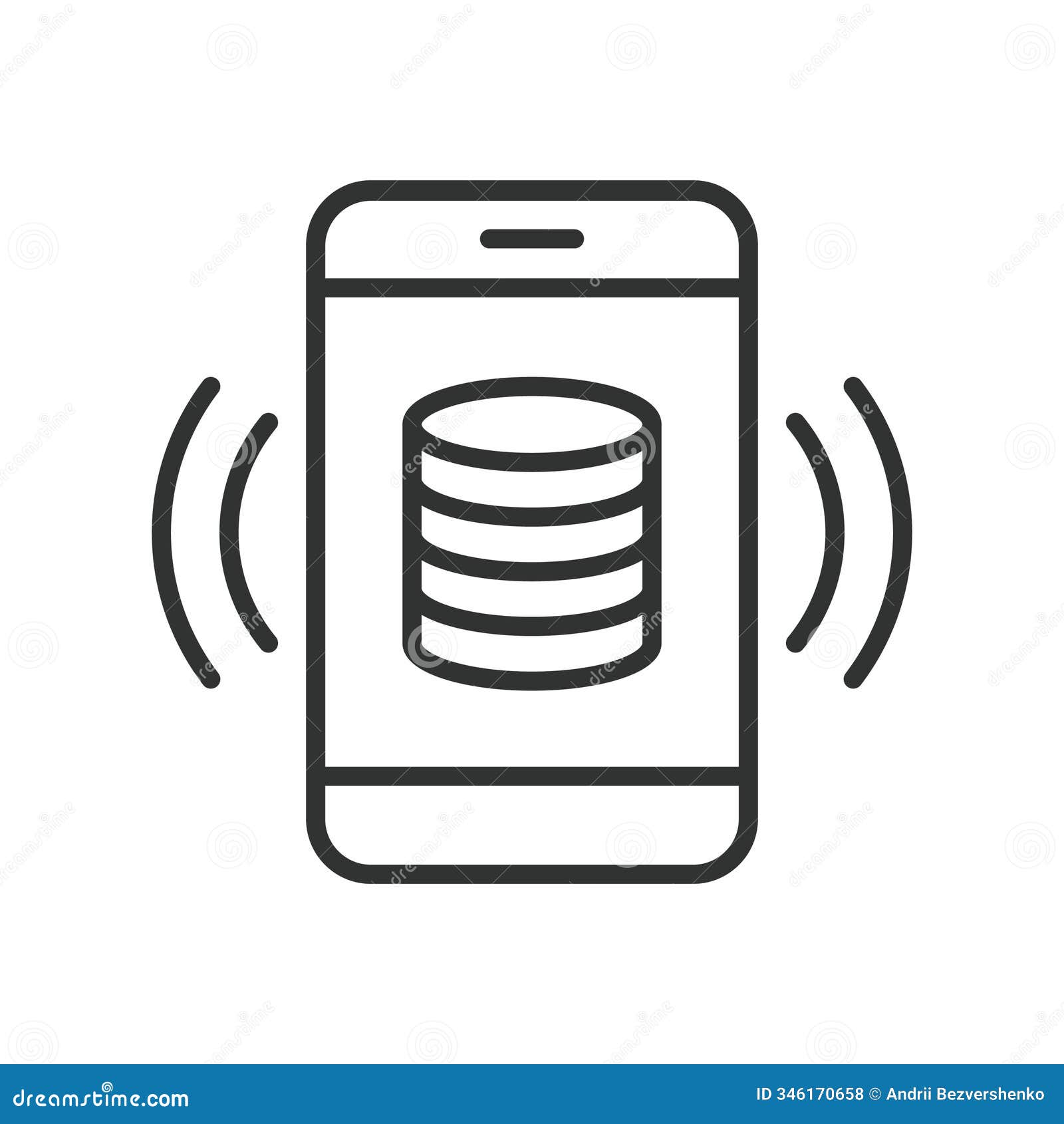 Database Phone Notification, Icon in Line Design. Database, Phone ...
