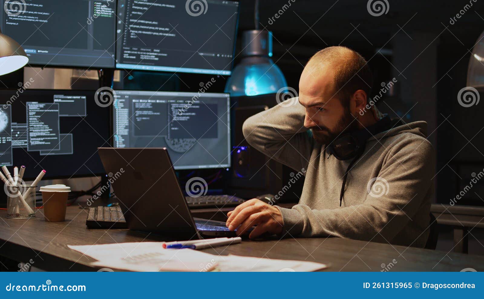 Database Programer Writing Code and Dealing with Back Pain Stock Image ... Database Programer Writing Code and Dealing with Back Pain Stock Image ...