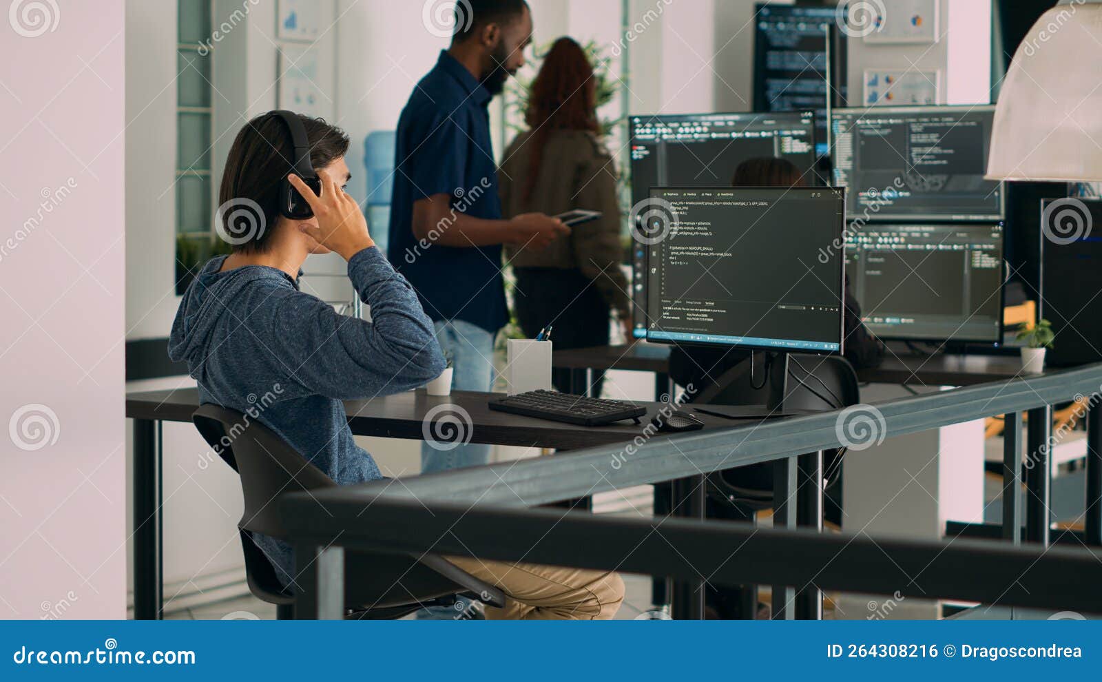 Database Programer Writing Source Code And Developing Security Server With Html Script Stock