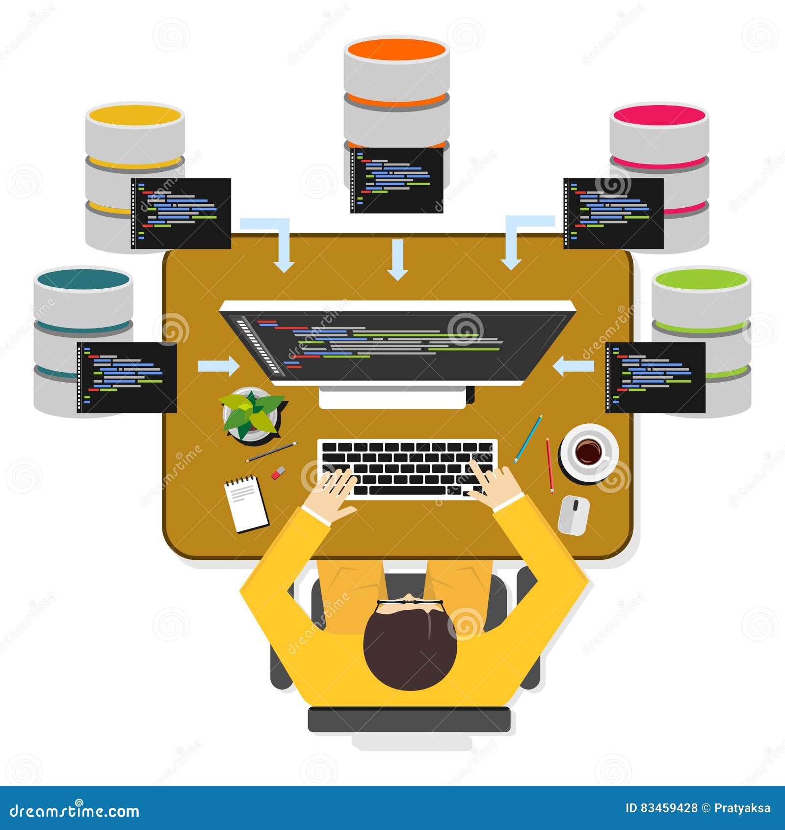Database Programmer Or Database Administrator Working Concept Stock 2166