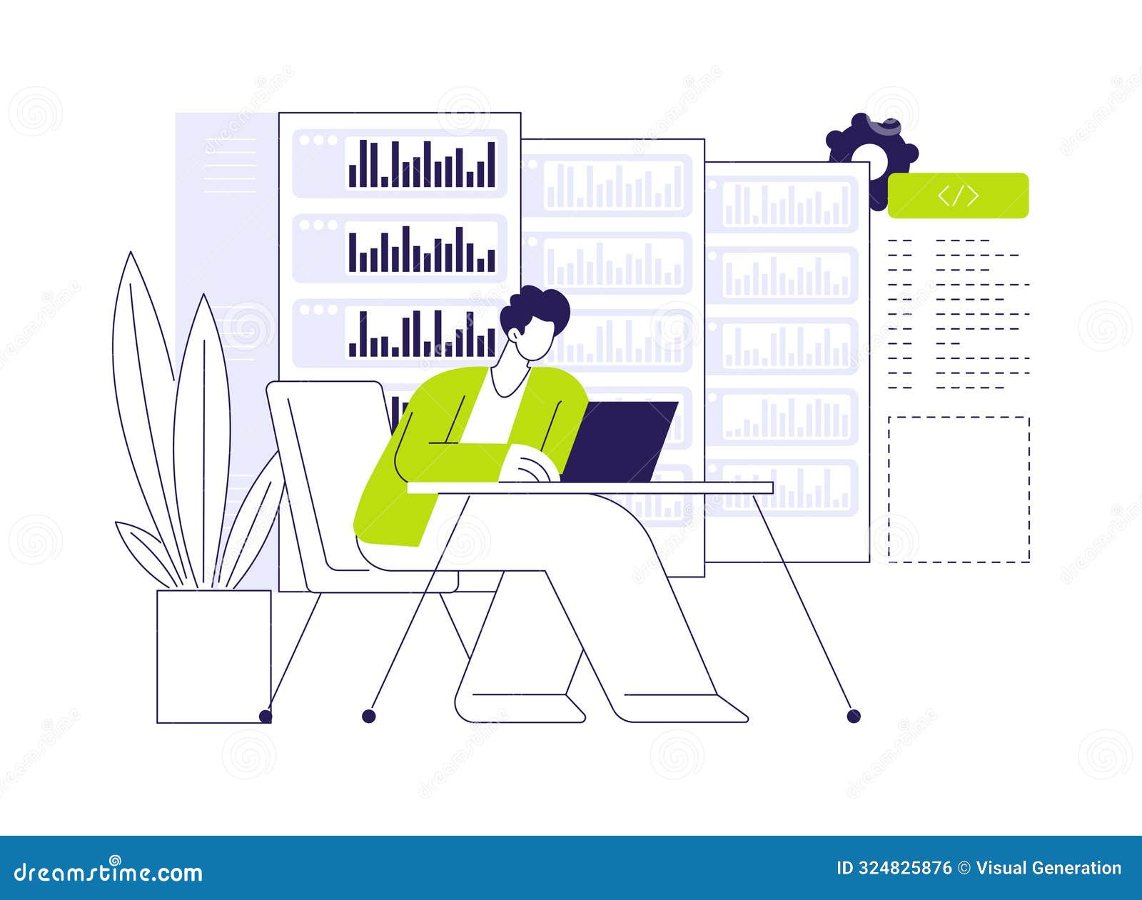 Database Programming Isolated Cartoon Vector Illustrations 260987887