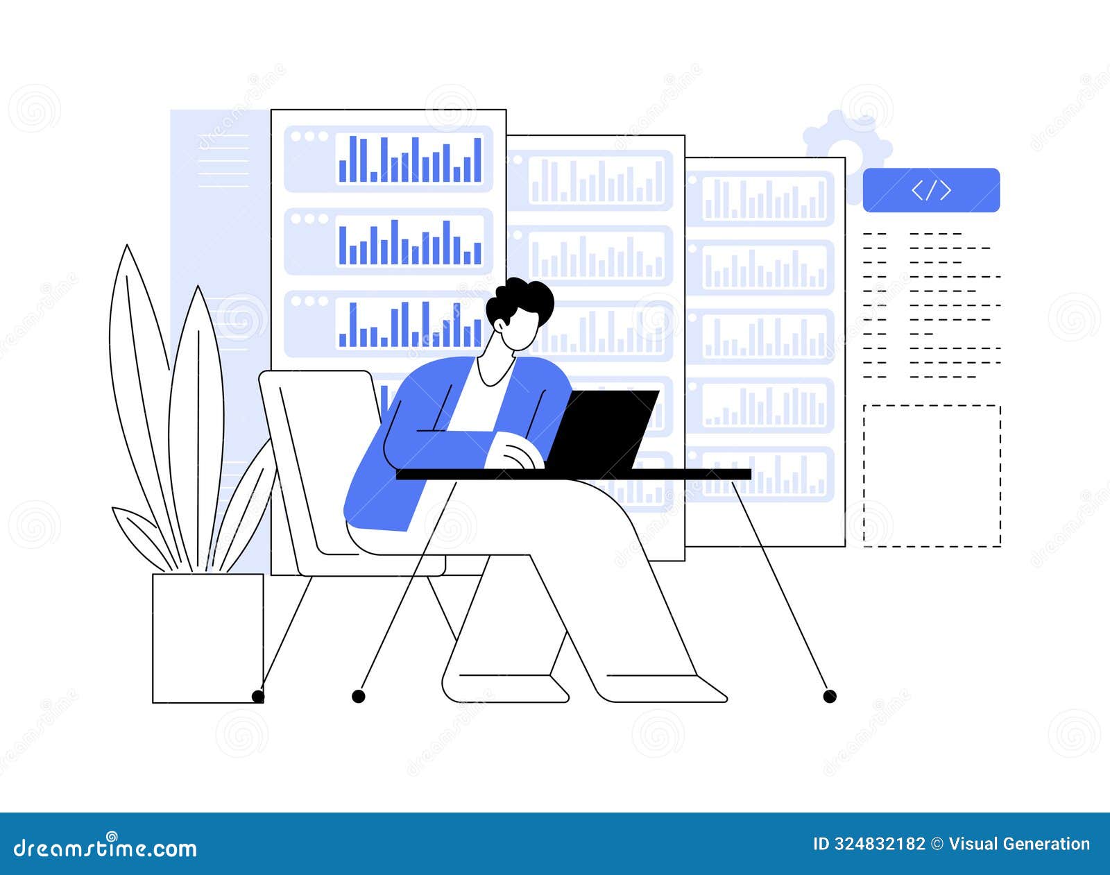 Database Programming Isolated Cartoon Vector Illustrations 260987887