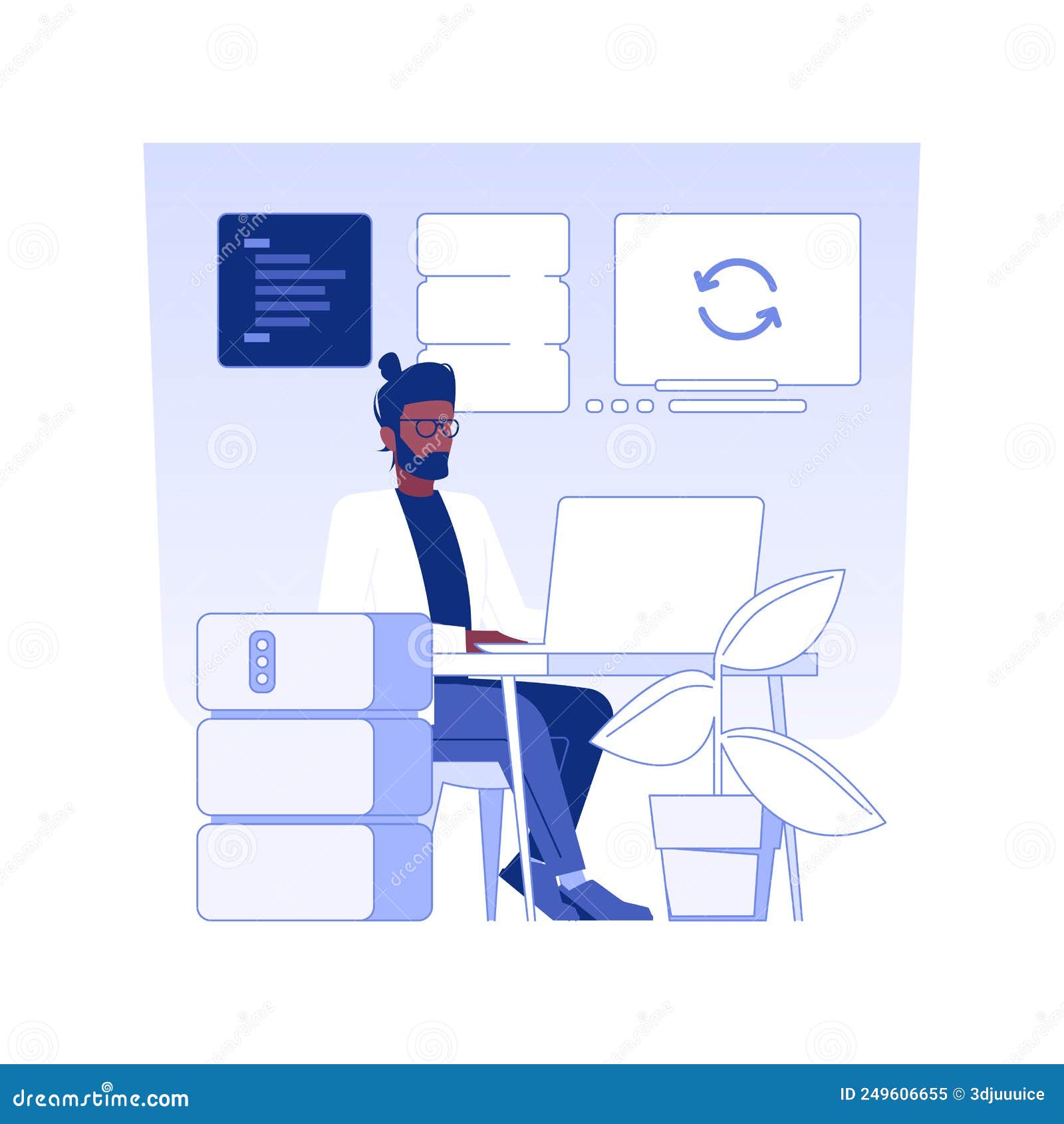 Programming. Isolated Flat Style Colored Illustration. School Lessons ...