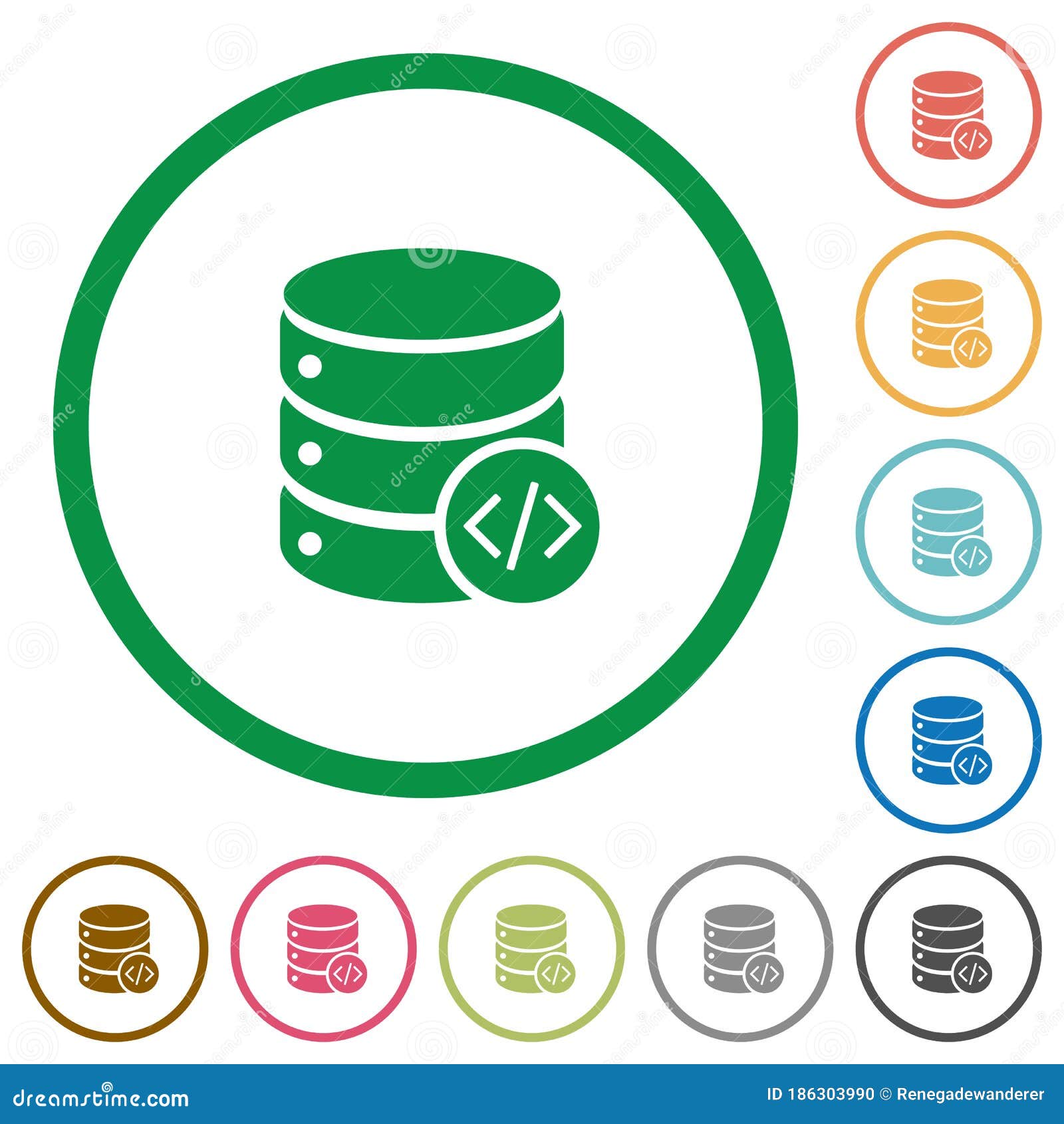Database Programming Outlined Flat Icons Stock Illustration ...
