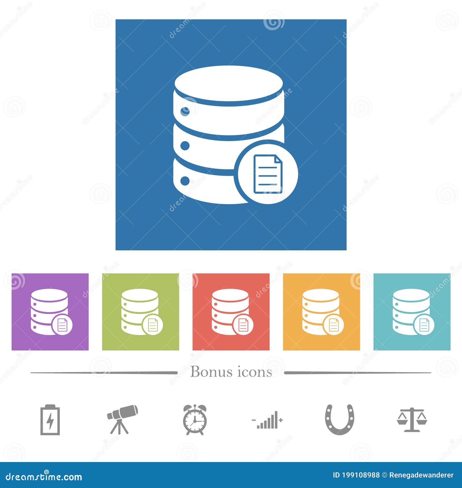 Database Properties Flat White Icons in Square Backgrounds Stock Vector ...