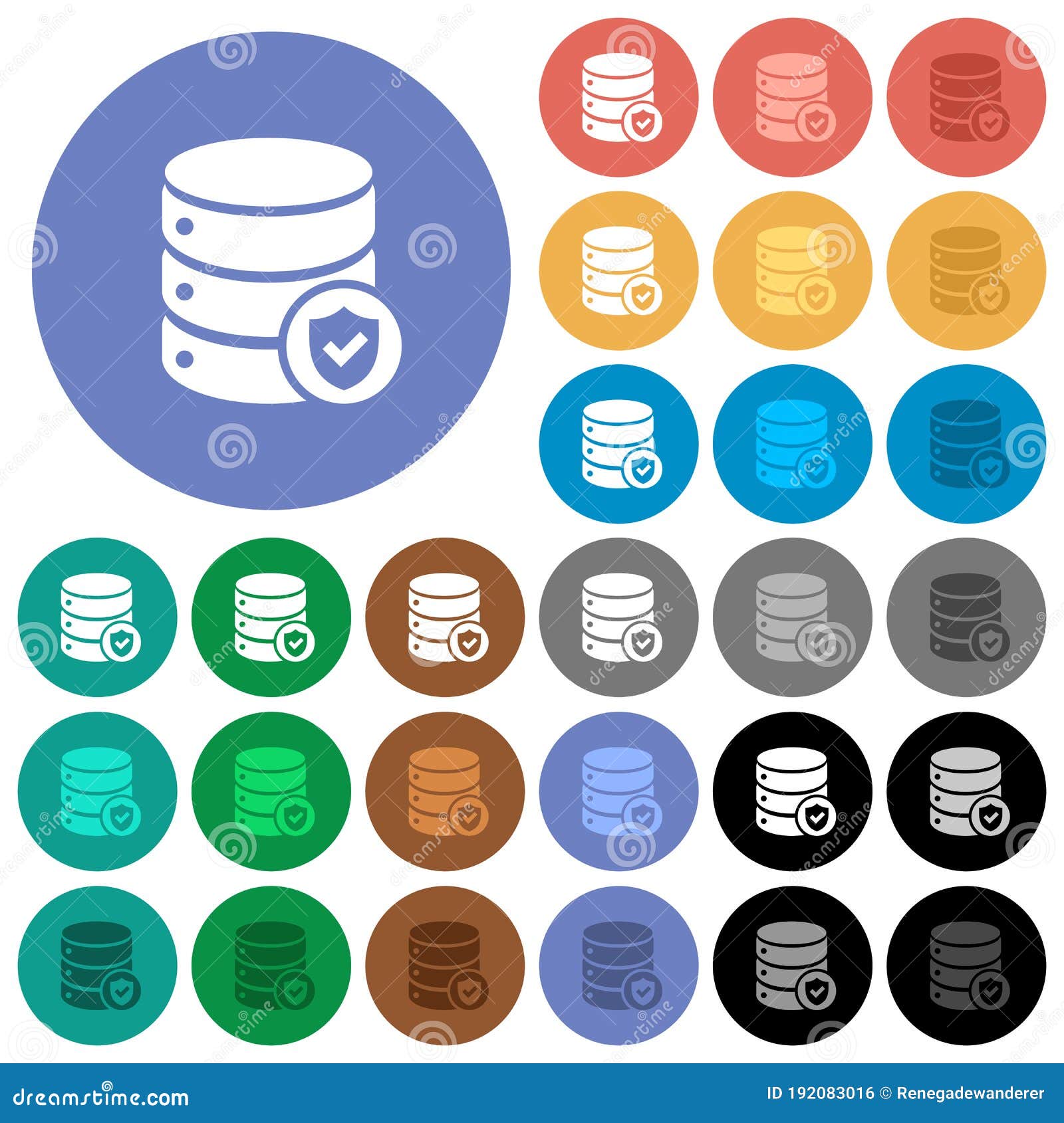 Database Protected Round Flat Multi Colored Icons Stock Vector ...