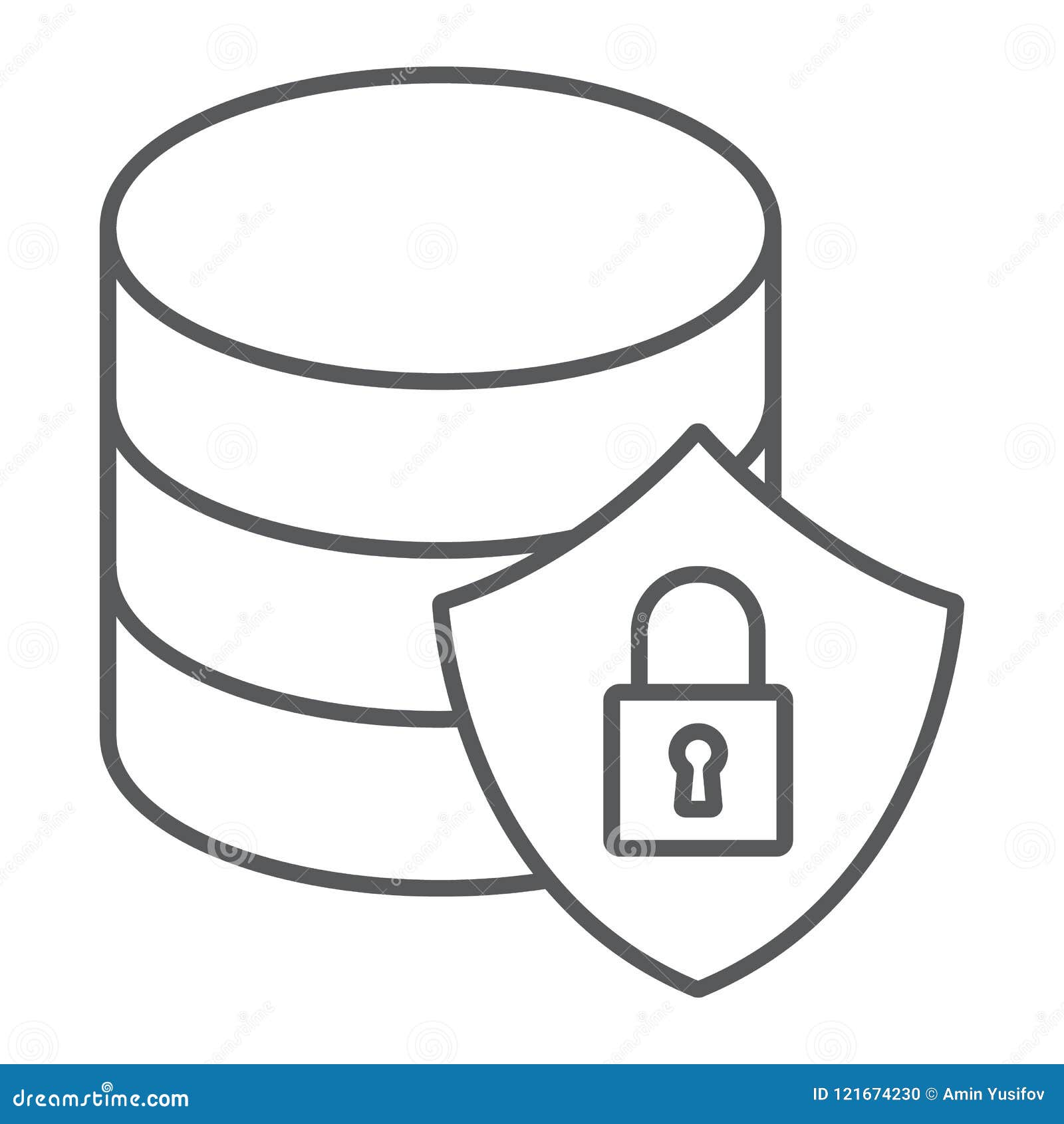 Database Protection Thin Line Icon, Data Analytics Stock Vector ...