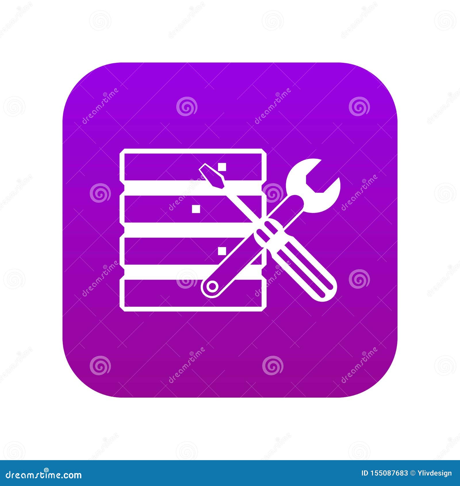 Database with Screwdriverl and Spanner Icon Digital Purple Stock Vector ...