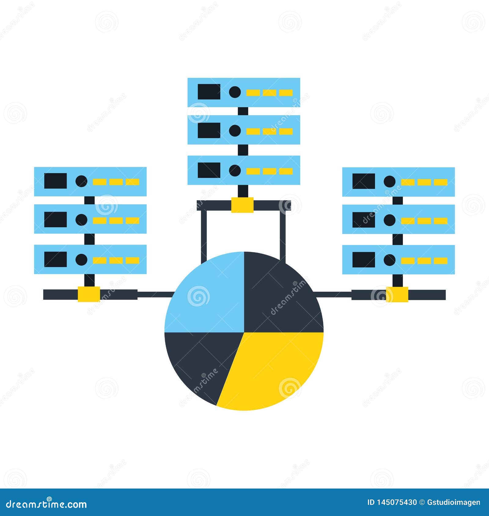 Database Server Center Connection Pie Chart Report Stock Vector ...