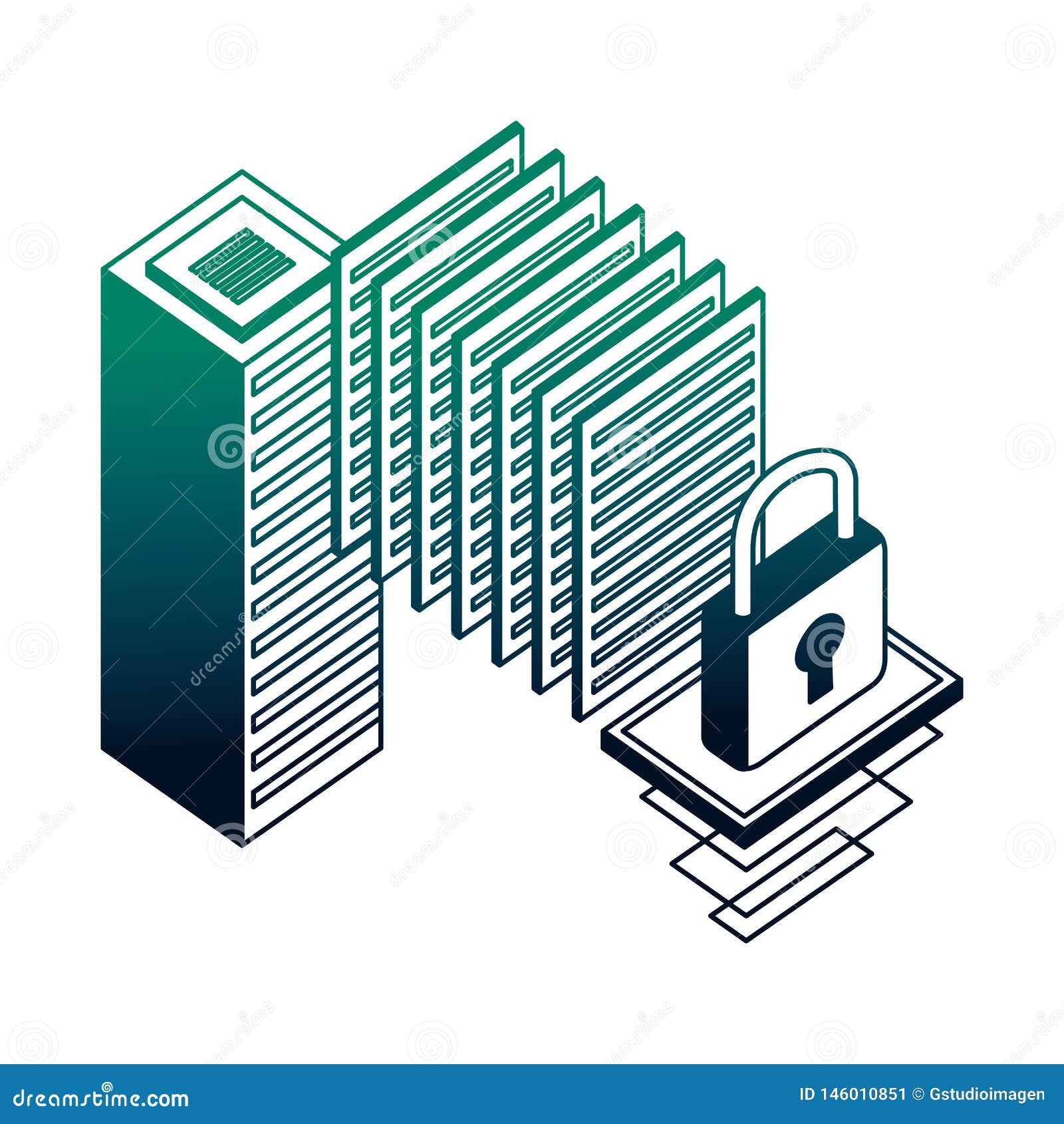 Database Server Center Security Data Network Stock Illustration
