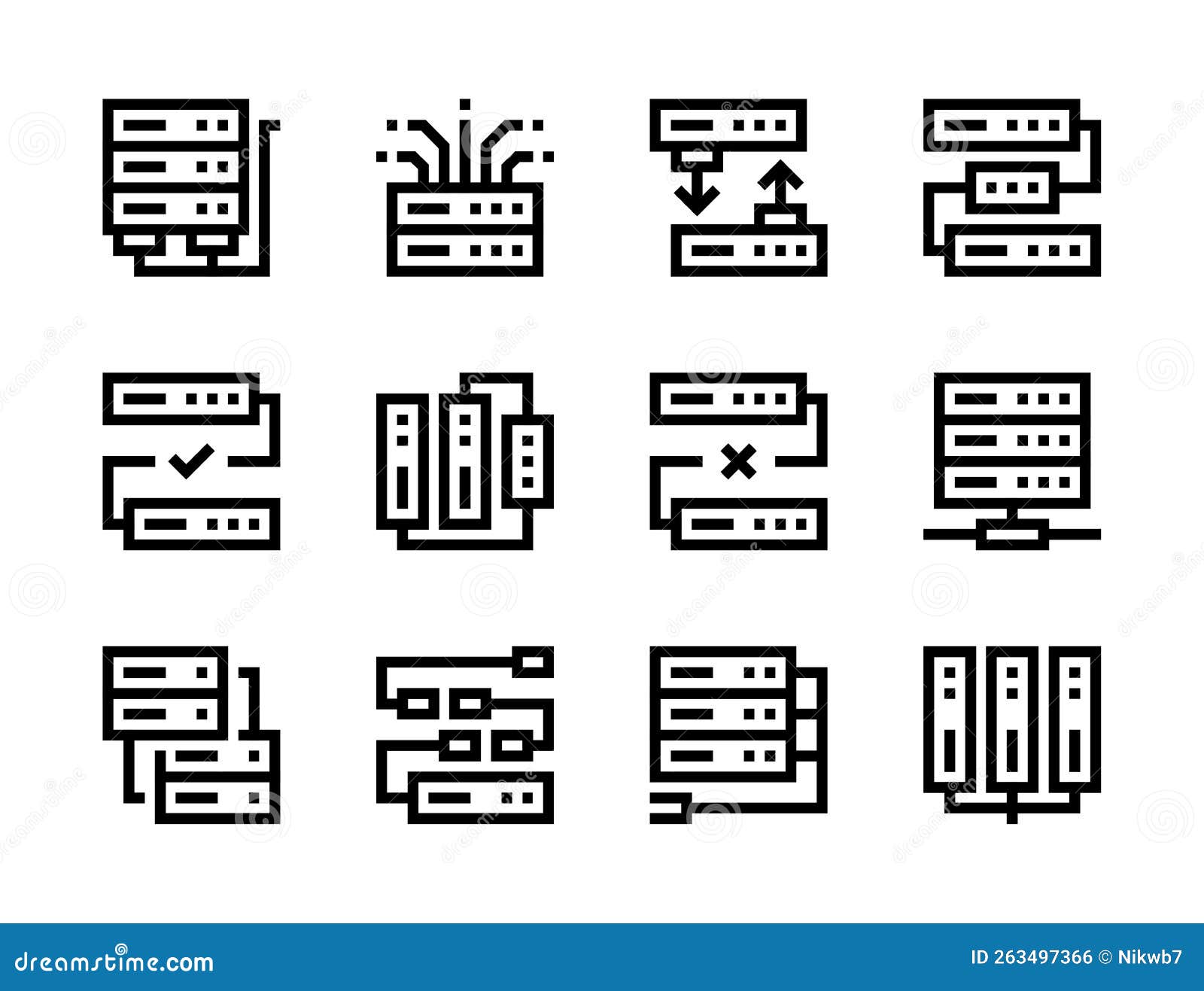 Database, Server Connection and Data Transfer Line Vector Icons. Stock Vector - Illustration of ...