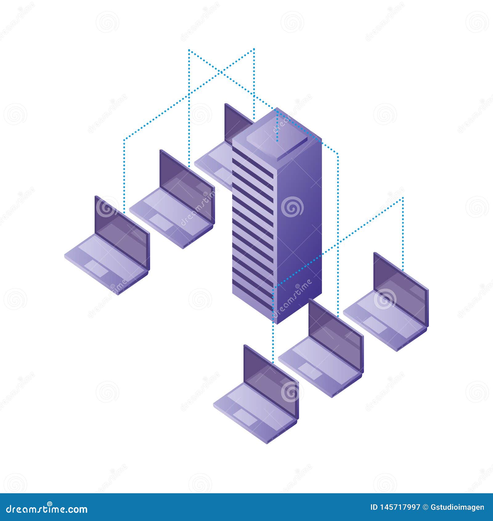 Database Server Connection Transfer Data Laptops Network Stock