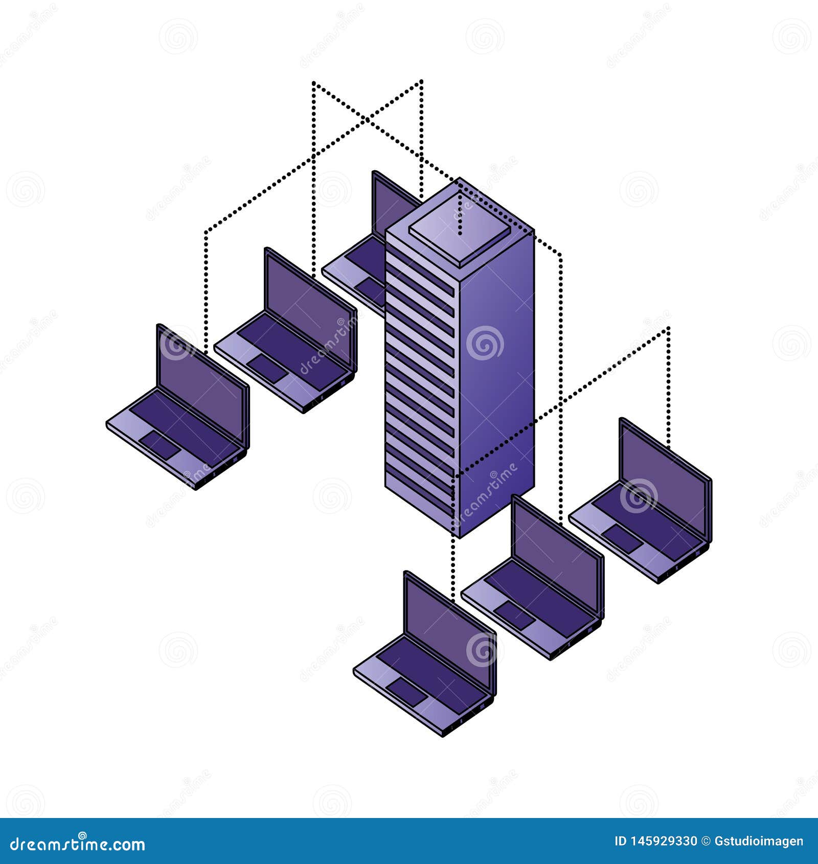 Database Server Connection Transfer Data Laptops Network Stock