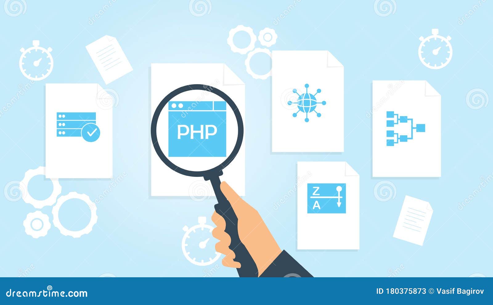 Database, Server, Diagram File, Document Research Vector Illustration ...