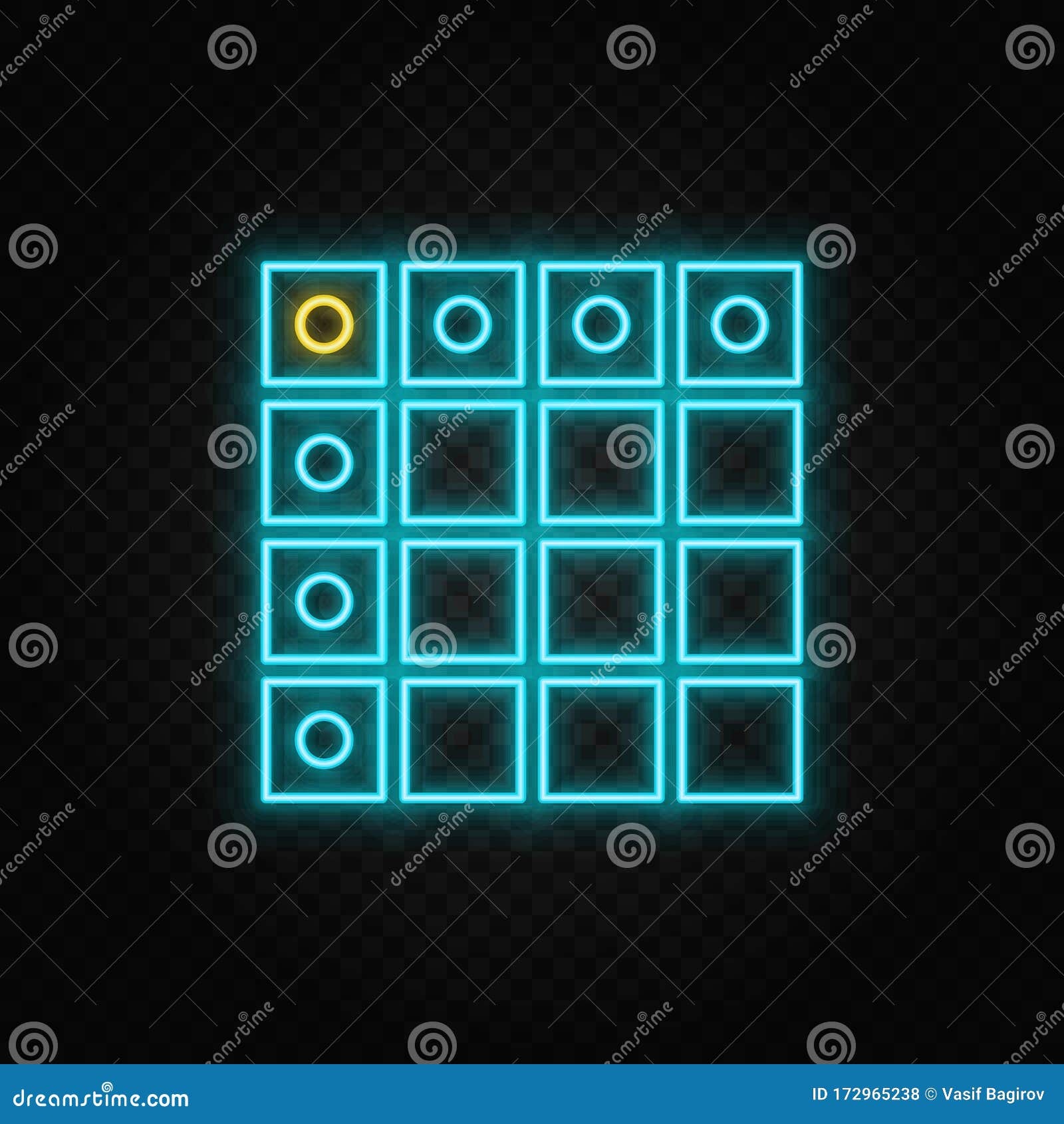 Database Server Excel Blue Neon Vector Icon Stock Illustration