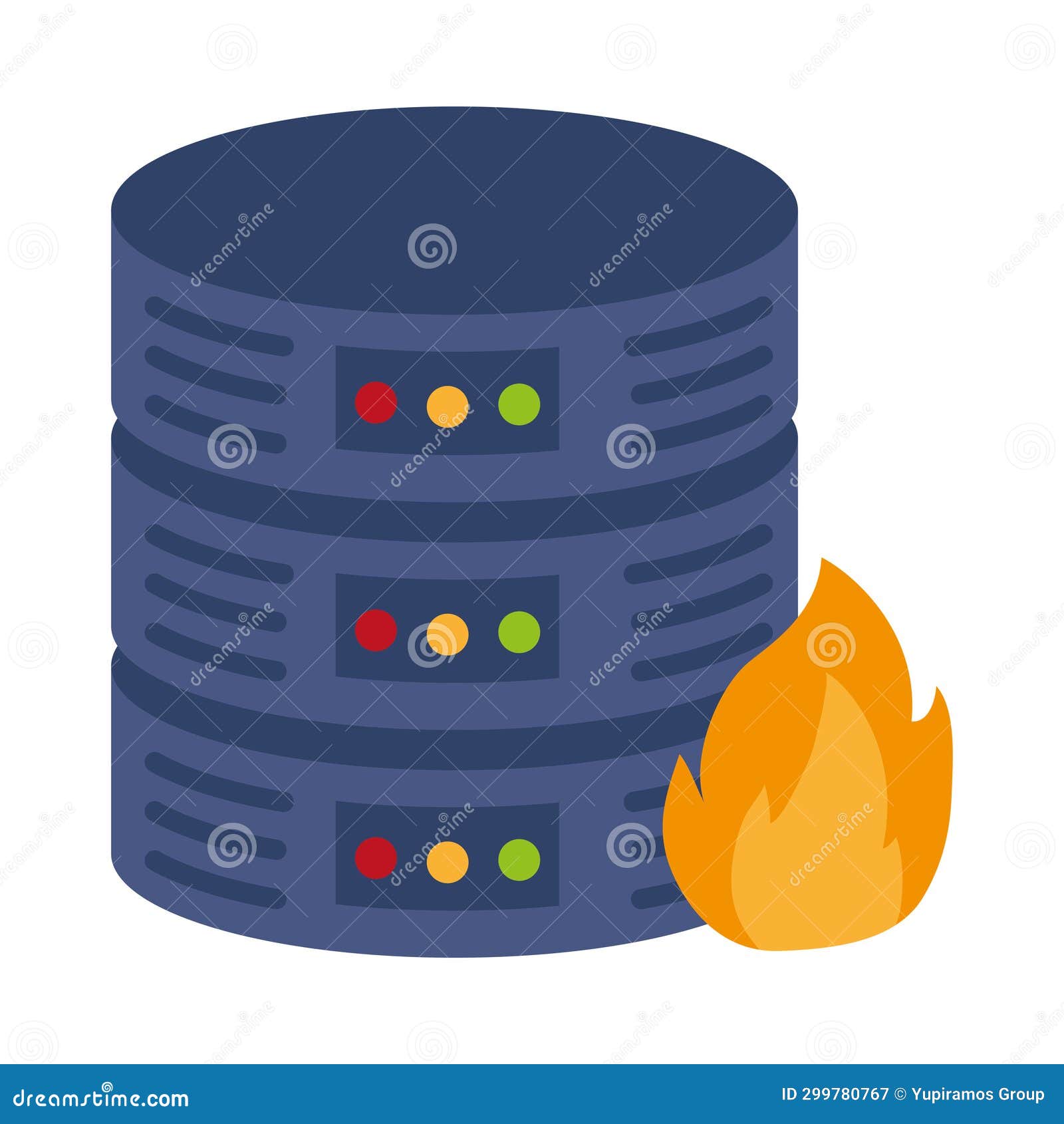 Database server and fire stock vector. Illustration of storage - 299780767