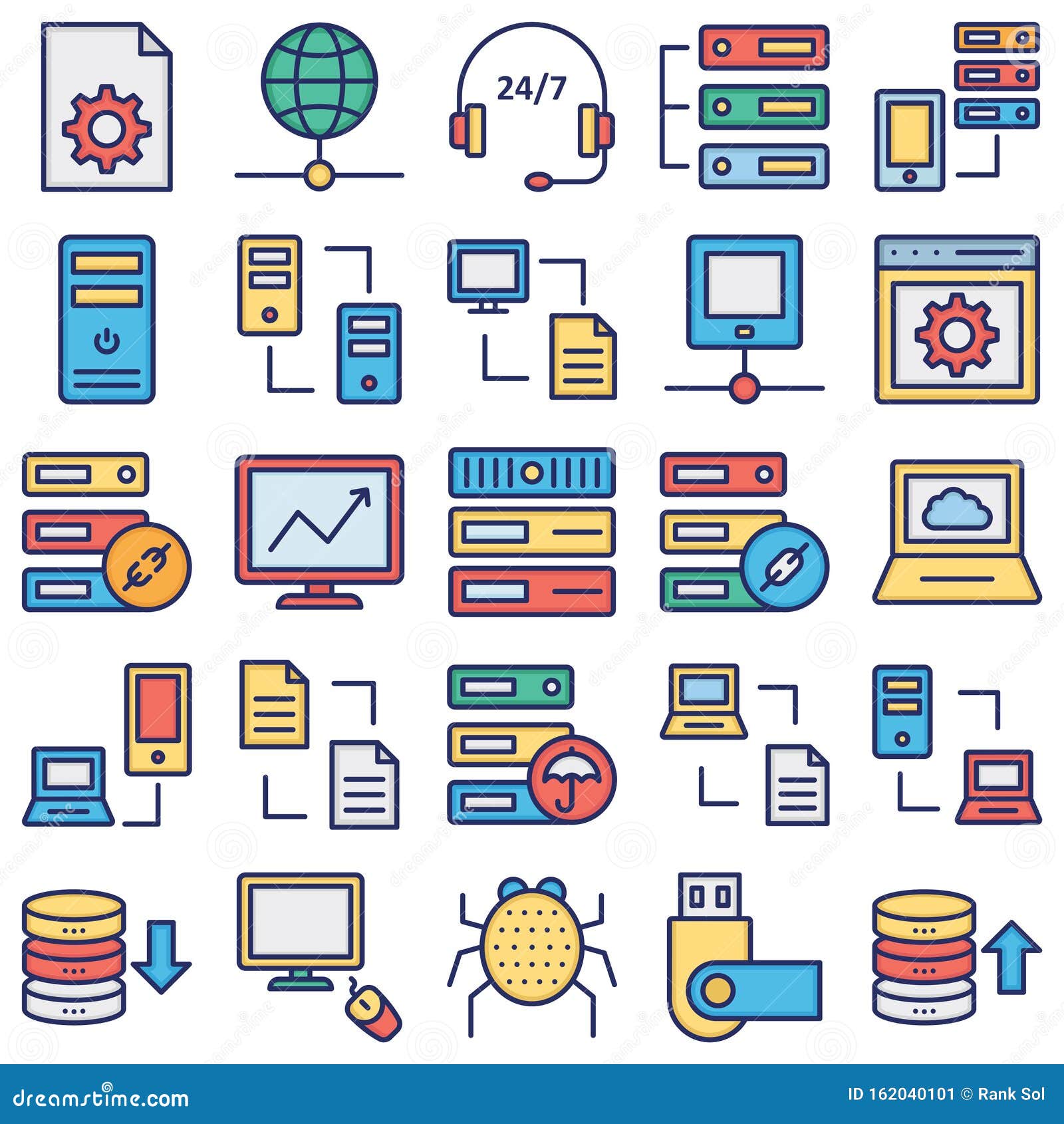 Database, Server and Location Icons Set Every Icon Can Easily Modify or ...