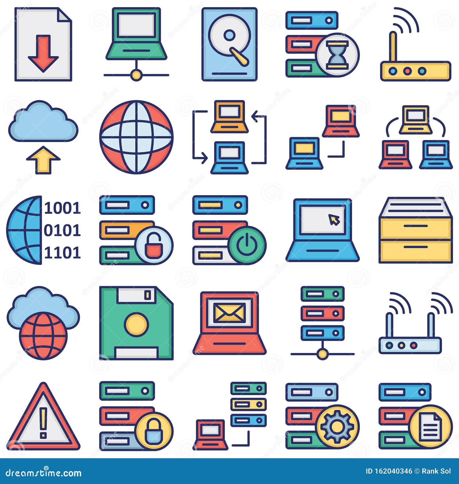 Database, Server and Location Icons Set Every Icon Can Easily Modify or Edit Stock Vector ...